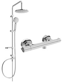 Mexen Carl odkrytý sprchový set s dešťovou sprchovou hlavicí a termostatickou sprchovou baterií Slim, Chromovaná - 77105240-00