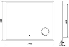 Mexen Kala, LED koupelnové zrcadlo s podsvícením a kosmetickým zrcadlem 100 x 80 cm, 6000K, ochrana proti zamlžování, 9820-100-080-611-00
