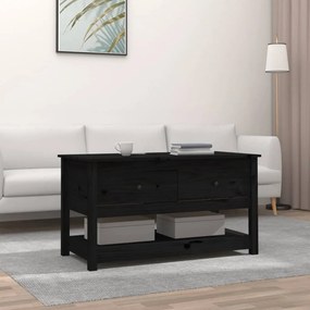 Konferenční stolek černý 102 x 49 x 55 cm masivní borové dřevo - Default Title