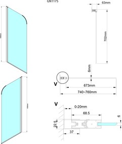 Gelco Gelco, LORO vanová zástěna 750mm, čiré sklo, GN1175