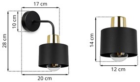 Nástěnné svítidlo Panta, 1x černé kovové stínítko, g