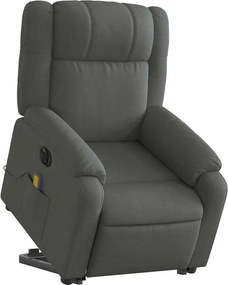 Elektrické zvedací masážní polohovací křeslo tmavě šedé textil 3205239
