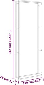 vidaXL Stojan na palivové dřevo matný 110x28x312 cm ocel [350312] Barva: Černá