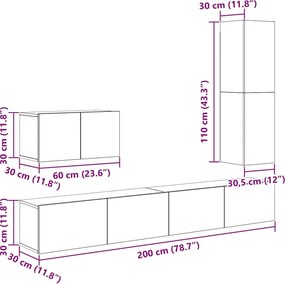 vidaXL 4dílný set TV skříněk kompozitní dřevo [3393329] Barva: dub sonoma