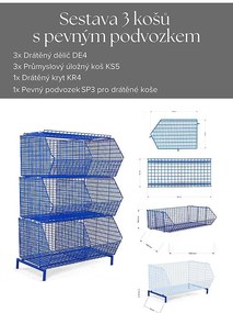 FEROPLAST spol. s.r.o Průmyslový úložný koš KS5, kompletní set 3 košů na pevných nohách