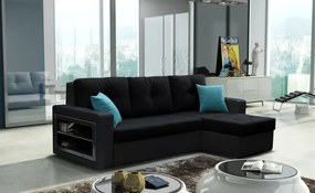 SOB FURNITURE Rohová sedací souprava FAVI - černá/černá