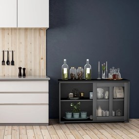 Costway Příborník s posuvnými dvířky 106,5 cm, černý