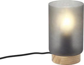 Moderní stolní lampa dřevěěná s matným šedým sklem - Umbra