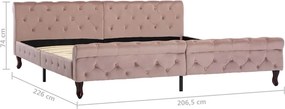 Rám postele růžový samet 200 x 200 cm 288570
