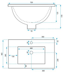 Zápustné keramické umyvadlo REA DAFNE 71,5x46,5 cm bílé