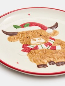 Sinsay - Keramický vánoční tác s motivem jaka v čepici Santa Clause - vícebarevná