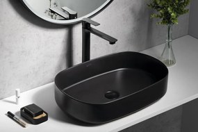 Sapho, INFINITY OVAL keramické umyvadlo na desku, 55x36 cm, matná černá, 10NF65055-2N