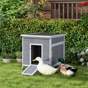 PawHut Kačerák, kachní dům ze dřeva s asfaltovou střechou, vyjímatelné dno, boční dveře, drůbežárna s ventilačními otvory, odolný proti počasí, husí …