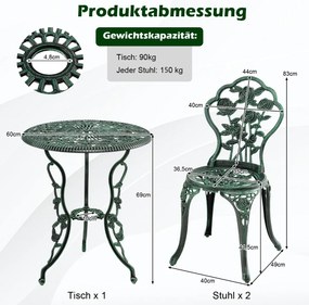 Costway 3 ks. Starožitný bistro set rose design sedací skupina balkonová sada