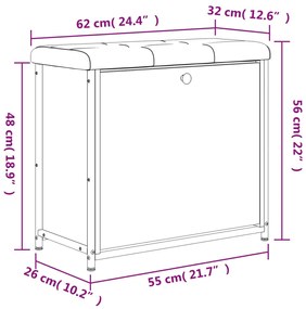 Botníková lavice s výklopnou zásuvkou dub sonoma 62x32x56 cm - Default Title