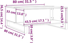 vidaXL Konferenční stolek 80 x 80 x 36,5 cm kompozitní dřevo [830790] Barva: šedá sonoma
