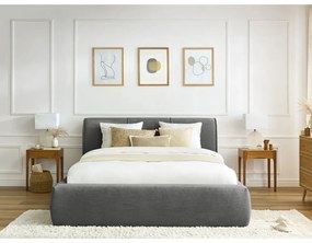 Šedá čalouněná dvoulůžková postel s úložným prostorem s roštem 180x200 cm Vernon – Bobochic Paris