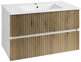 Aqualine Paneda Strip koupelnová skříňka 89,5 x 55 x 45,2 cm pod umyvadlo dub emporio hnědá PN390