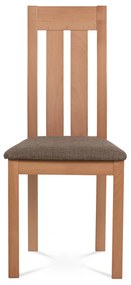 AUTRONIC Jídelní židle, masiv buk, barva buk, látkový potah hnědý melír