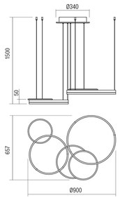 Redo 01-2606 závěsné LED svítidlo stmívatelné Sigua matně zlaté, 99W, 3000K, ø90cm