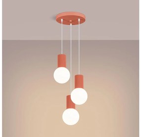 Sollux SL.1755 - Lustr na lanku HALO 3xG9/8W/230V pr. 25 cm růžová