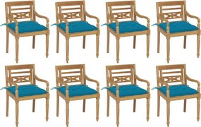 vidaXL Židle Batavia s poduškami 8 ks masivní teakové dřevo [3073368] Barva: Světle modrá