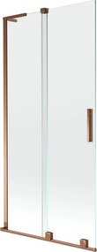 Mexen Velar L, 2-křídlová posuvná vanová zástěna 90 x 150 cm, 8mm čiré sklo, růžové zlato, 896-090-003-01-60