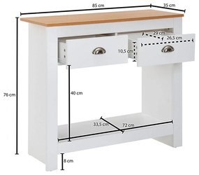 Bruxxi Odkládací stolek Deliman, 85 cm, bílá