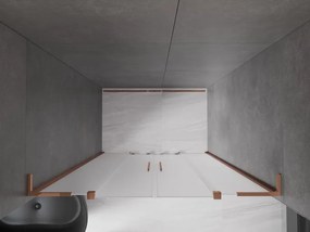 Mexen Velar L Duo, posuvné sprchové dveře do otvoru 150 cm, 8mm sklo námraza, růžové zlato, 871-150-003-32-60
