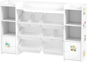 AIYAPLAY dětský úložný nábytek, dětský regál na hračky s 8 odnímatelnými boxy, 140 x 30 x 90 cm, bílý