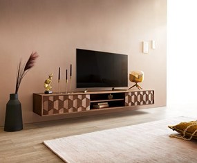 TV stolek Fevo 200 cm akácie hnědá 2 dvířka závěsné