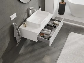 Mexen Rivel, koupelnová skříňka 90 cm, 1 zásuvka, drážkovaná, bílá matná, 91A20-09023-1-BF01