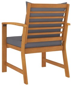 Zahradní židle 2 ks tmavě šedá poduška masivní akáciové dřevo,  311832
