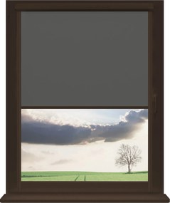 Dekodum Zatemňovací roleta v hnědé kazetě, barva látky Graphite Šířka (cm): 108, Výška (cm): Balkonová (do 200 cm), Strana mechanismu: Práva