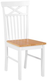 Sada 2 dřevěných jídelních židlí světlé dřevo/bílá HOUSTON Beliani