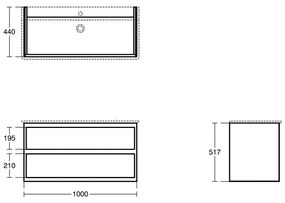 Ideal Standard Connect Air- Skříňka pod umyvadlo 100cm, 2 zásuvky, Lesklý bílý + matný bílý lak E0821B2