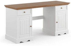 Bílý nábytek Psací stůl Belluno Elegante, dekor bílá | zlatý dub, masiv, borovice
