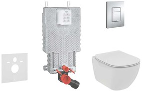 Grohe Uniset - Set předstěnové instalace, klozetu a sedátka Ideal Standard Tesi, tlačítka Skate Cosmopolitan, chrom 38643SET-KE