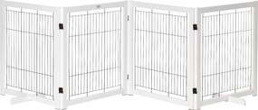 PawHut Volně stojící Pet Gate Bezpečnostní brána pro psy s nohama 305 x 82 cm Dřevěná brána pro psy Skládací brána pro schody Psí bariéra pro schody,