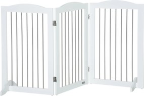 PawHut Psí Zábrana, Dveřní Stráž, Skládací Psí Brána se Stojanem, 3 Panely, Brána pro Schody a Chodby, Bílá, 154 x 30 x 80 cm | Aosom