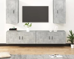 vidaXL 4dílný set TV skříněk kompozitní dřevo [3188695] Barva: Betonová šedá