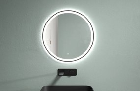 CERANO - Koupelnové LED zrcadlo Vito, kovový rám - černá matná - Ø 60 cm