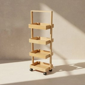 Úzký bambusový regál se 4 košíky VINK, 90 cm