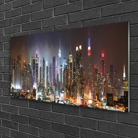 Obraz na skle Noc Město New York 125x50 cm