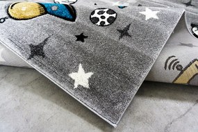 BE Dětský koberec Smart Kids 22924 GREY - šedý obdélníkový, vesmírný Rozměr: 140x190 cm