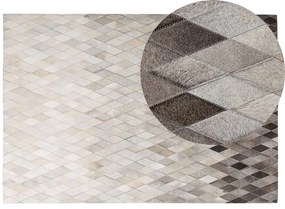 Šedobílý kožený koberec MALDAN 140 x 200 cm Beliani