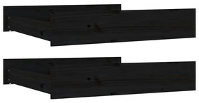 Zásuvky pod postel 2 ks černé masivní borové dřevo