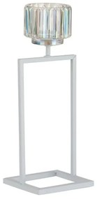 Bílý kovový svícen na 1 svíčku Glass - 12*11*31 cm
