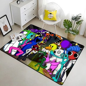 Protiskluzový koberec / předložka s barevnými motivy ze hry "Rainbow friends" vhodný do dětského pokoje (7-11) Barva: 9, Velikost: 100 cm x 120 cm