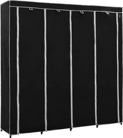 282445  Wardrobe with 4 Compartments Black 175x45x170 cm 282445